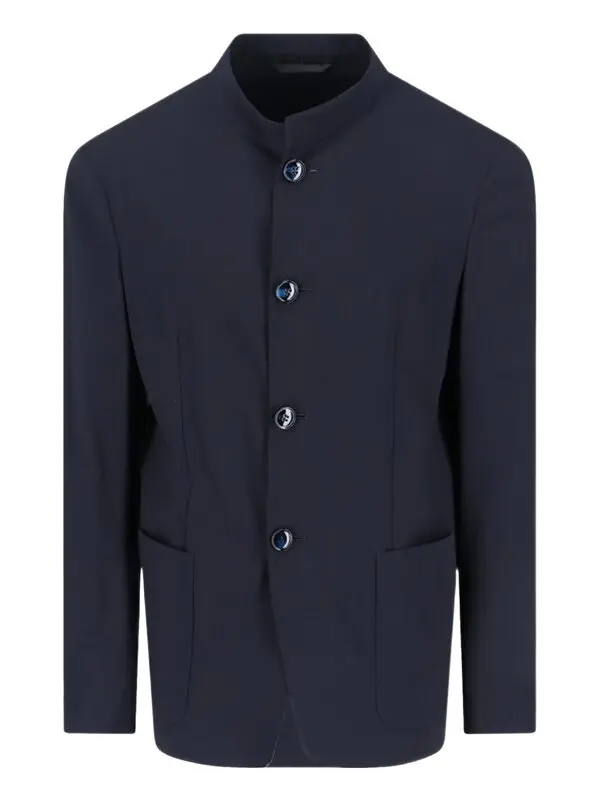 Giorgio Armani Band Collar Long-sleeved Jacket - Black