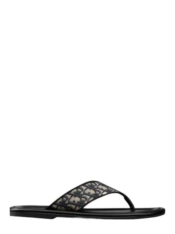 Dior Logo Jacquard Slip-on Sandals - Black/beige
