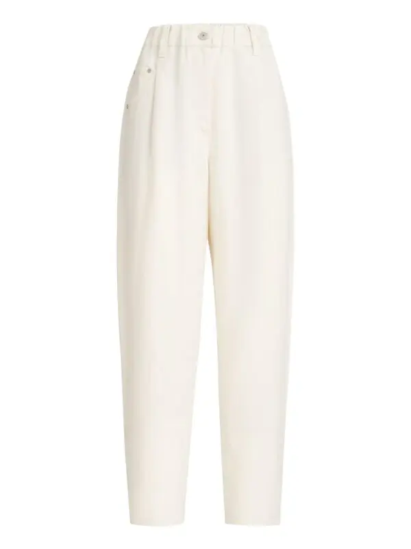 Brunello Cucinelli Elasticated Waist Straight Leg Trousers - Ivory