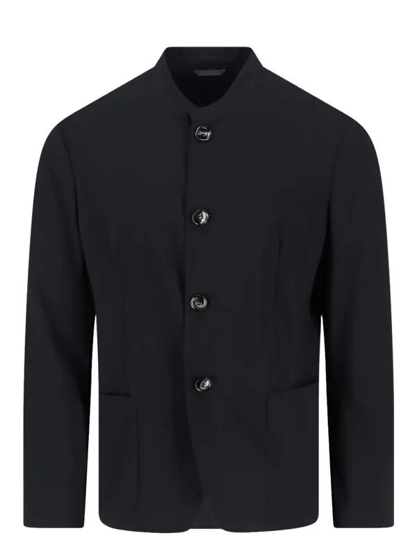 Giorgio Armani Band Collar Long Sleeve Jacket - Black