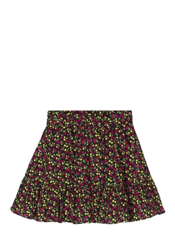 MSGM Floral Print High Waist Umbrella Skirt - Black