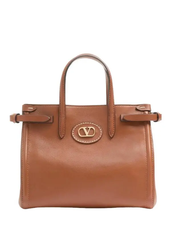 Valentino Garavani Antibes Vlogo Plaque Small Top Handle Bag - Brown