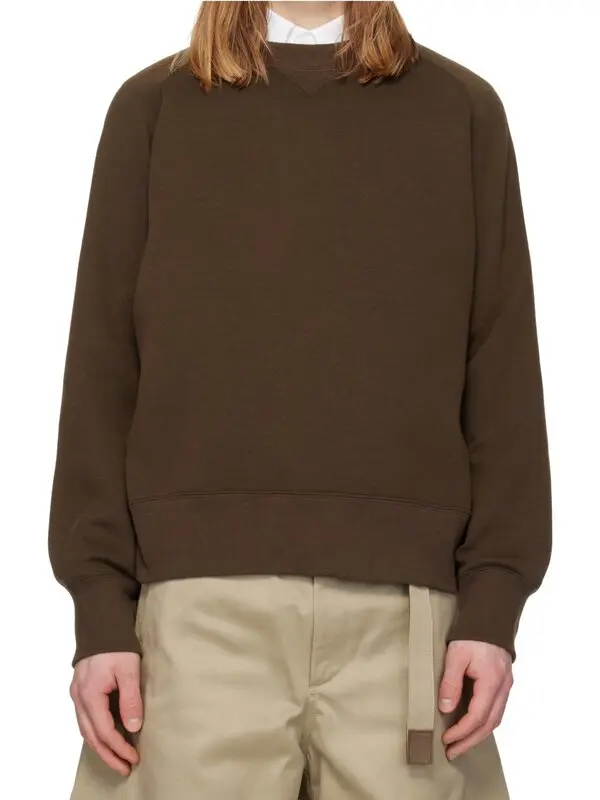 Sacai Crew Neck Pullover Sweatshirt - Brown