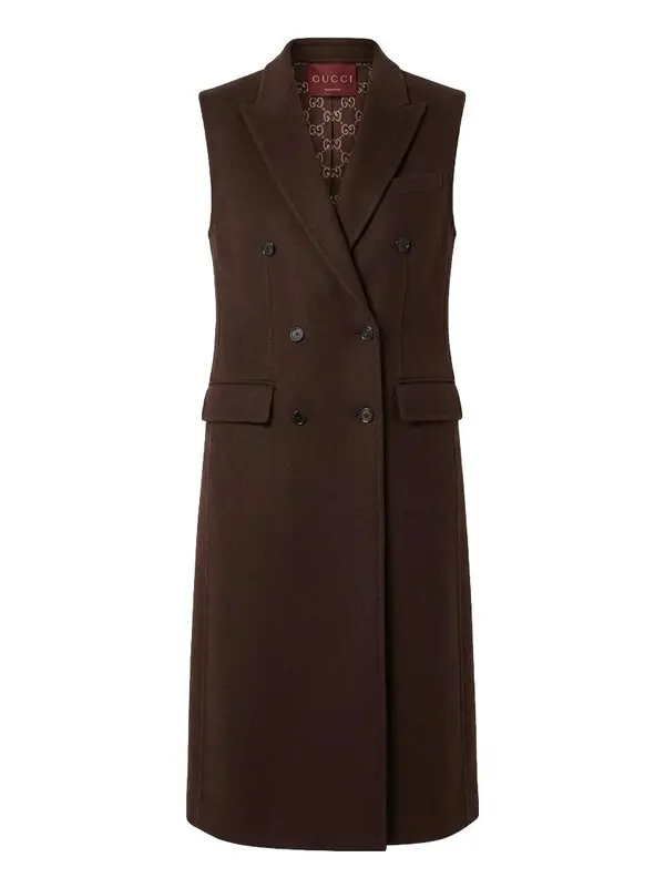 Gucci Reversible Long Silk Wool Gilet - Black
