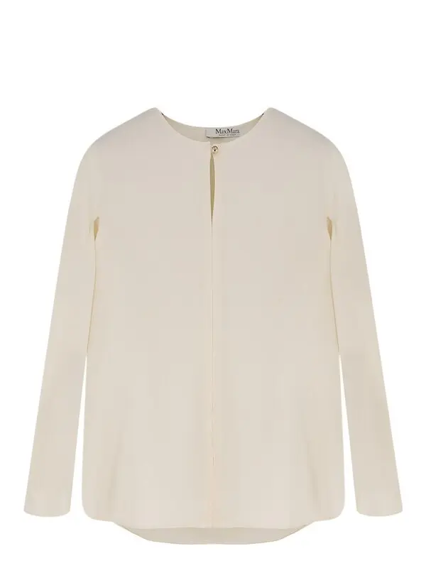 Max Mara Crewneck Long-sleeved Blouse - White