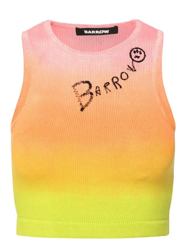BARROW Rainbow Knitted Crop Top - Orange
