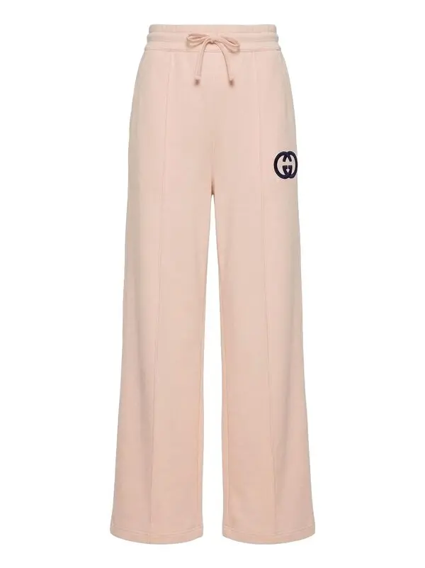 Gucci Gg Embroidered Jersey Jogging Pants - Pink