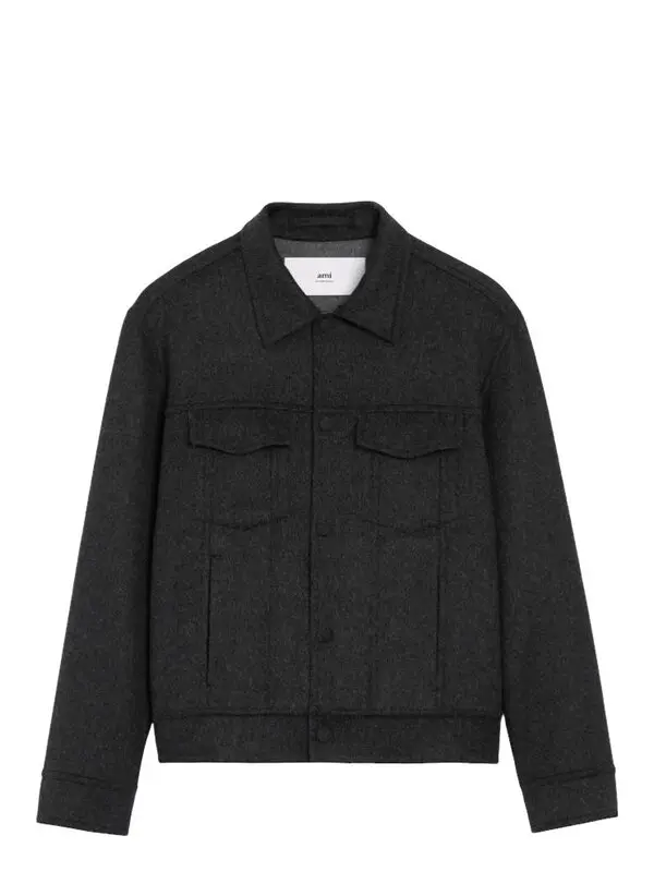 Ami Press-stud Fastening Jacket - Anthracite/gray