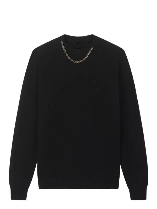 Givenchy Cashmere Sweater With Chain Collar - Black