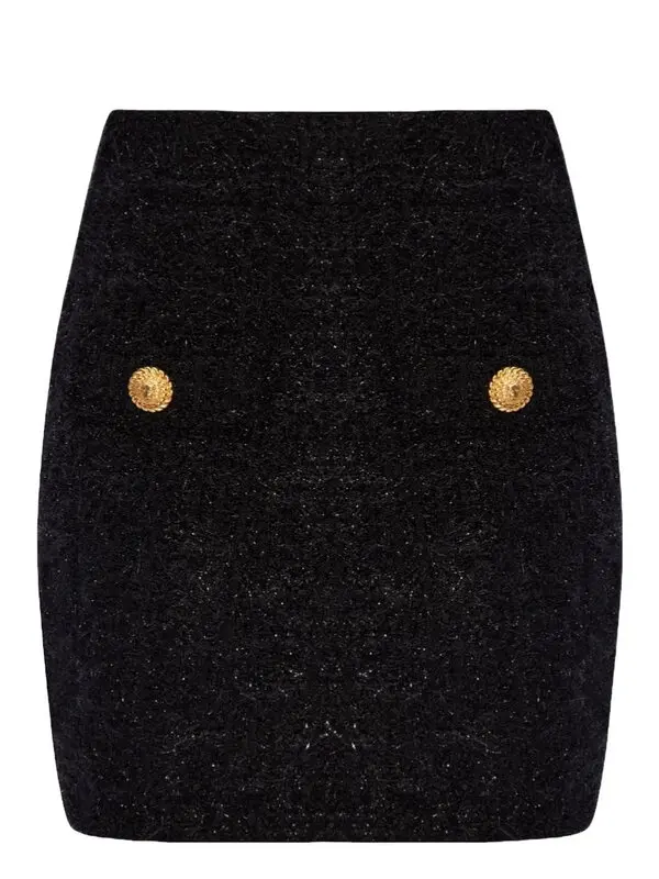 Balmain Tweed Mini Skirt - Black