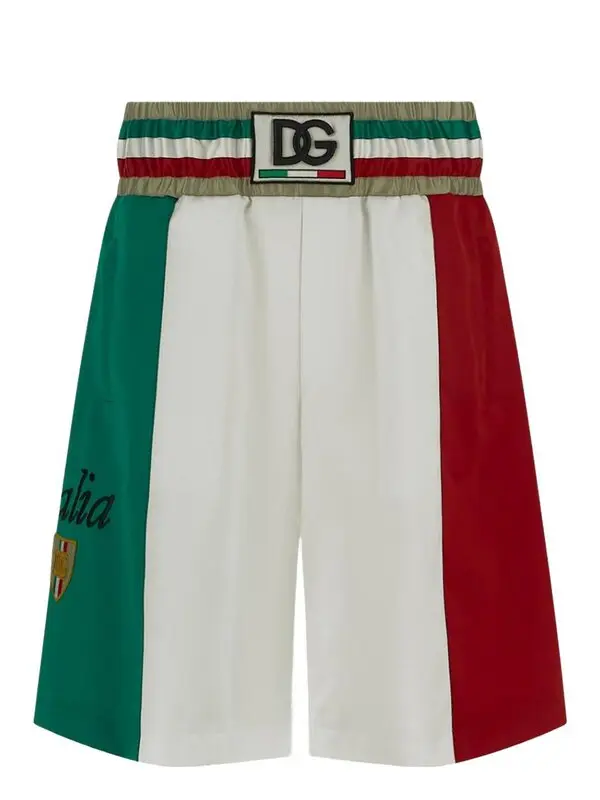 Dolce & Gabbana Dg Patch Satin Shorts - White