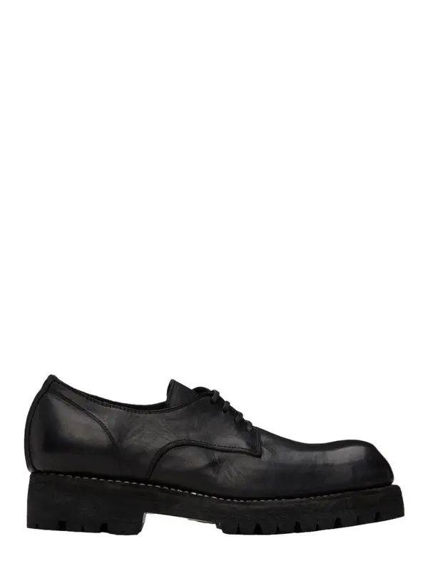 Guidi Square-toed Lace-up Casual Shoes - Black