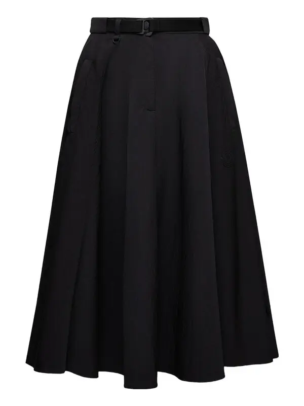 Moncler Midi Skirt With Removable Elastic Waistband And Zipper Pockets - Black