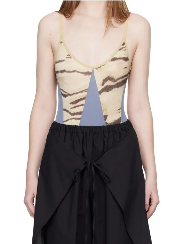 BASERANGE Tiger-print Net Body - Nude