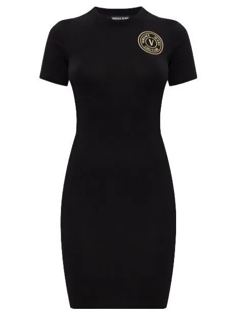 Versace Logo Printed Mini Dress - Black