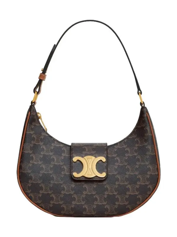 Celine Medium Ava Triomphe Bag In Triomphe Canvas And Calfskin - Tan
