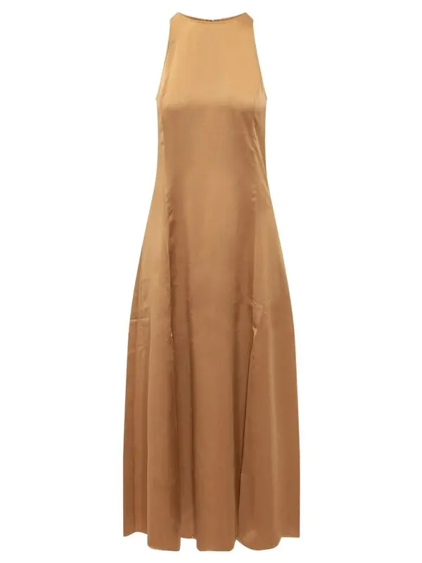 LOULOU STUDIO Mina Sleeveless Satin Midi Dress - Brown