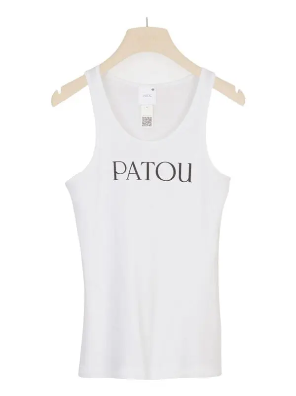 PATOU Logo Ribbed Tank Top - White