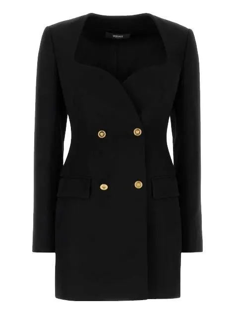 Versace Double-breasted Tailored Blazer - Black