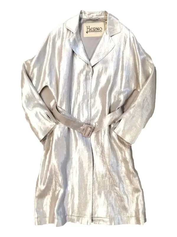 Herno Logo Coat With Belt - White