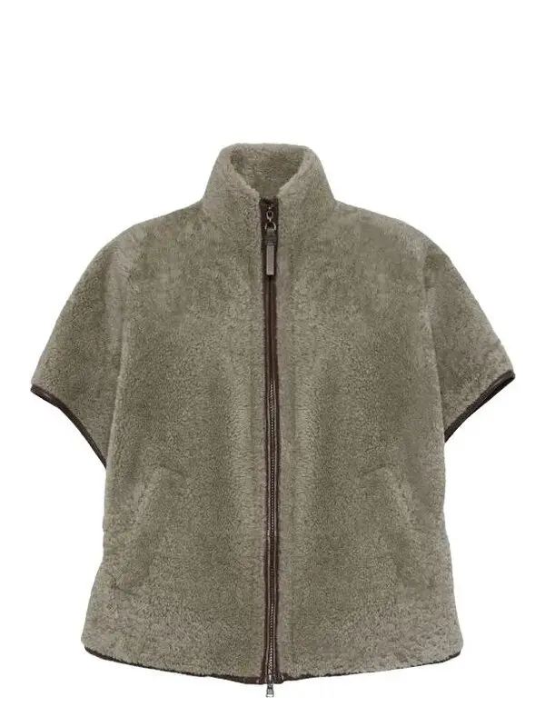 Brunello Cucinelli Monili Chain-detail Shearling Jacket - Grey