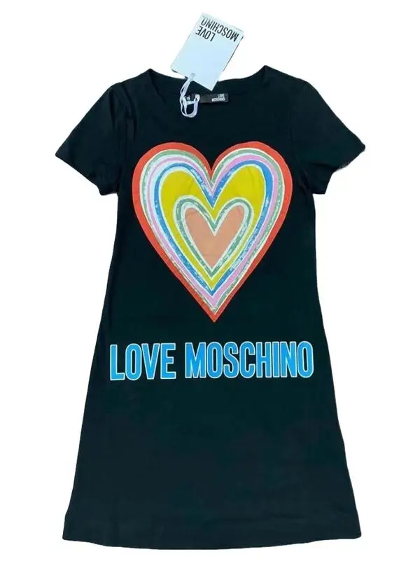 Moschino Round Neck Short-sleeved Dress - Black