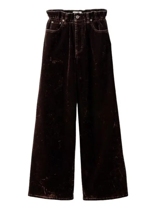 Miu Miu Wide-leg Velvet Trousers - Black