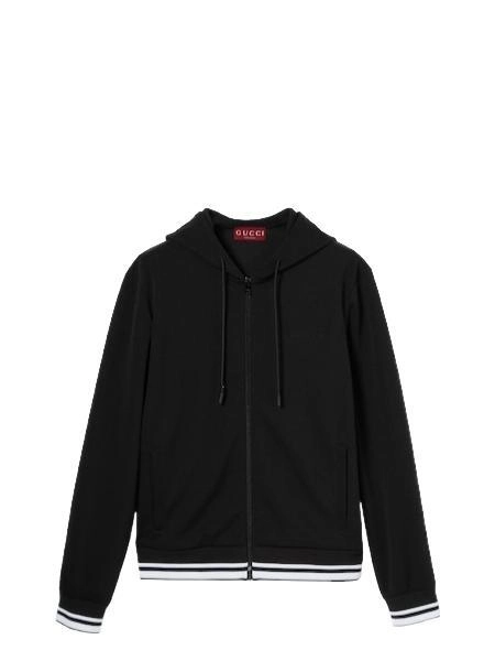 Gucci Technical Jersey Hooded Zip Jacket - Black