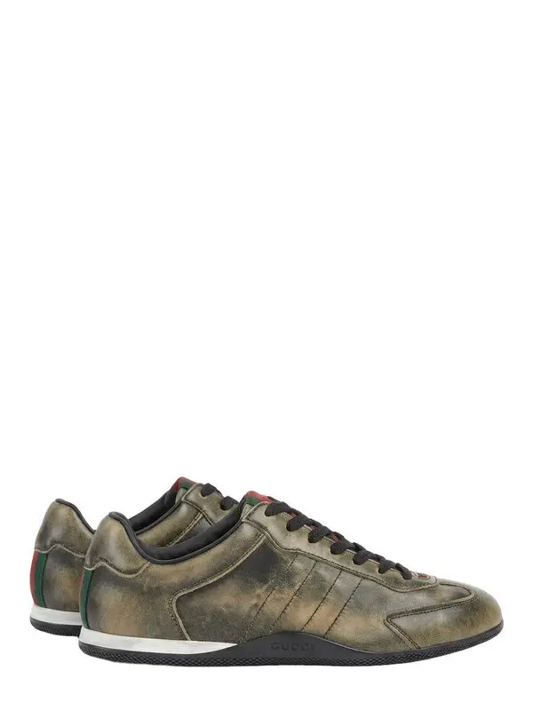 Gucci Leather Washed-effect Sneakers - Black