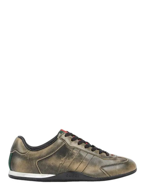 Gucci Leather Washed-effect Sneakers - Black