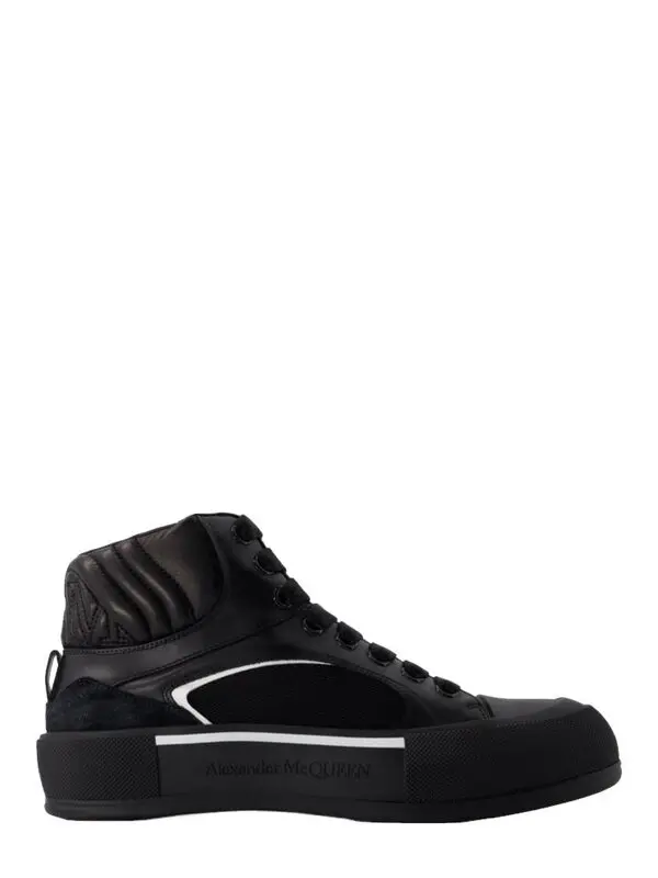 Alexander McQueen Seal-embroidered High-top Sneakers - Black