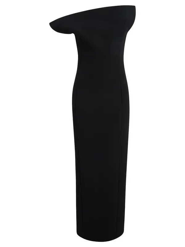 Khaite Cato Dress With Draped Bodice And Handkerchief Detail - Black