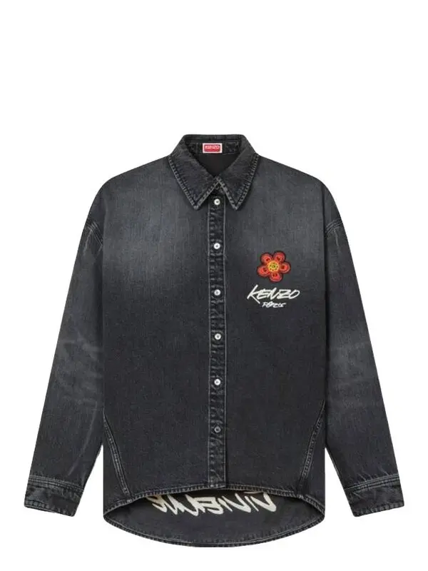Kenzo X Futura 2000 Embroidered Denim Workwear Shirt - Black
