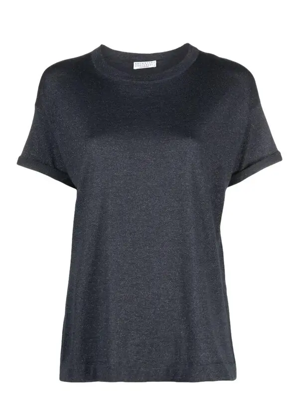 Brunello Cucinelli Lurex Crewneck T-shirt - Sky-blue