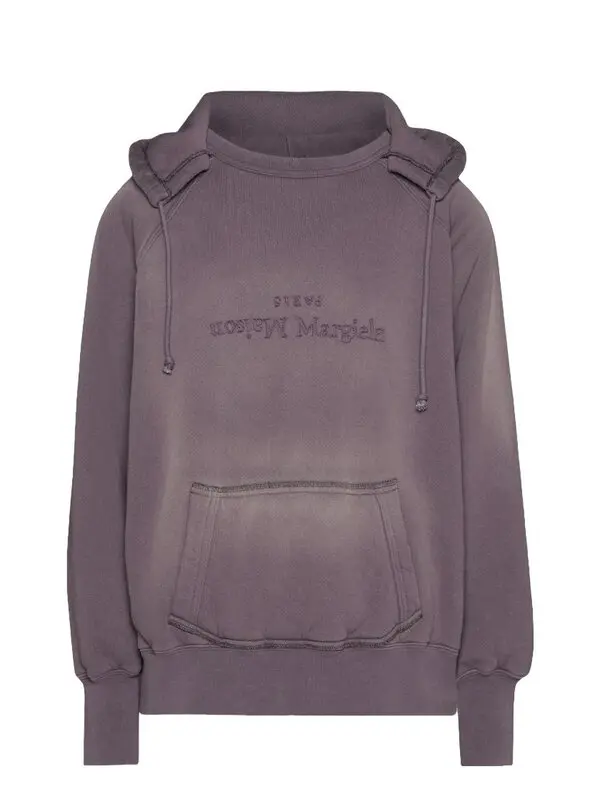 MAISON MARGIELA Logo Detailed Drawstring Hoodie - Purple