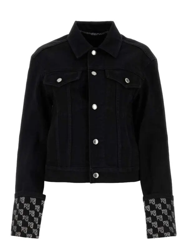 Alexander Wang Embellished Long Sleeve Denim Jacket - Black