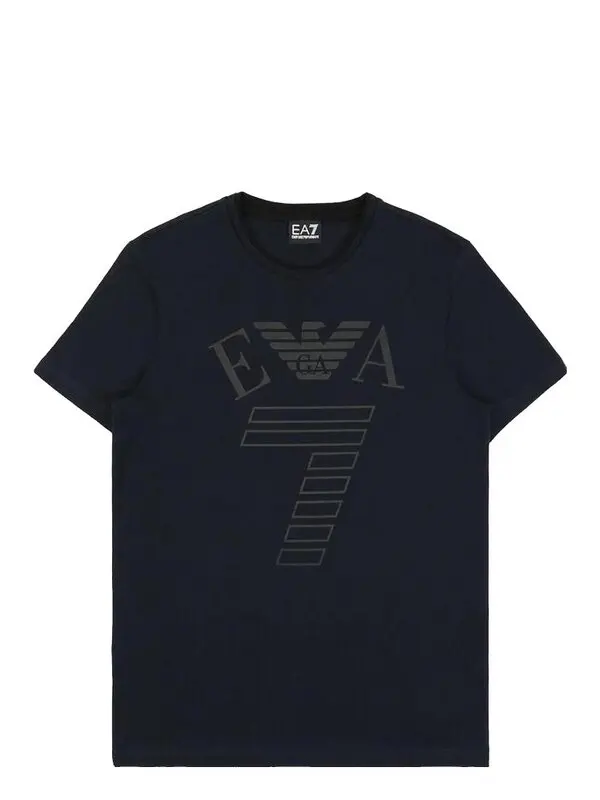 EA7 Logo T-shirt With Round Neck - Black