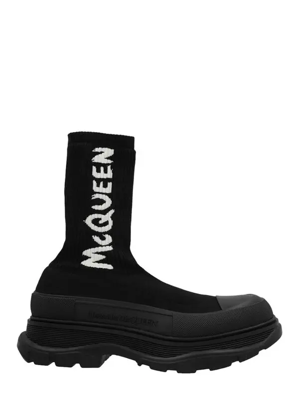 Alexander McQueen Tread Slick Logo Intarsia Boots - Black