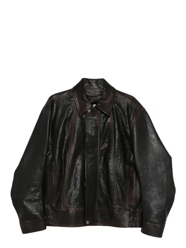 GOLDEN GOOSE Leather Bomber Jacket - Black
