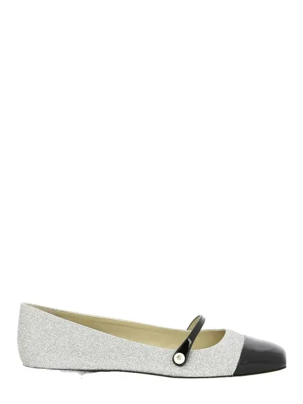 JIMMY CHOO Elisa Glitter Square Toe Ballerinas - White