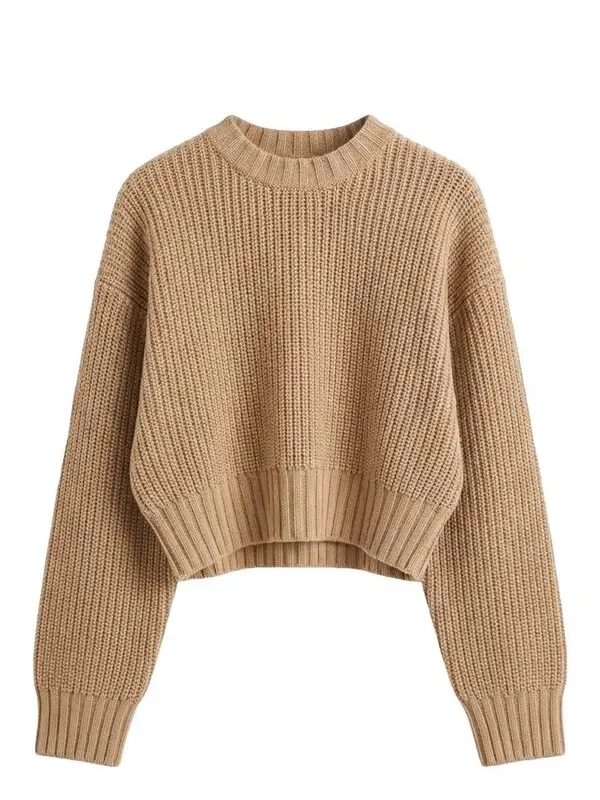 Bottega Veneta Cropped Ribbed Jumper - Brown