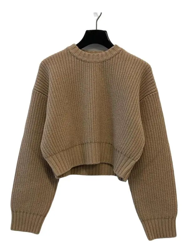 Bottega Veneta Cropped Ribbed Jumper - Brown