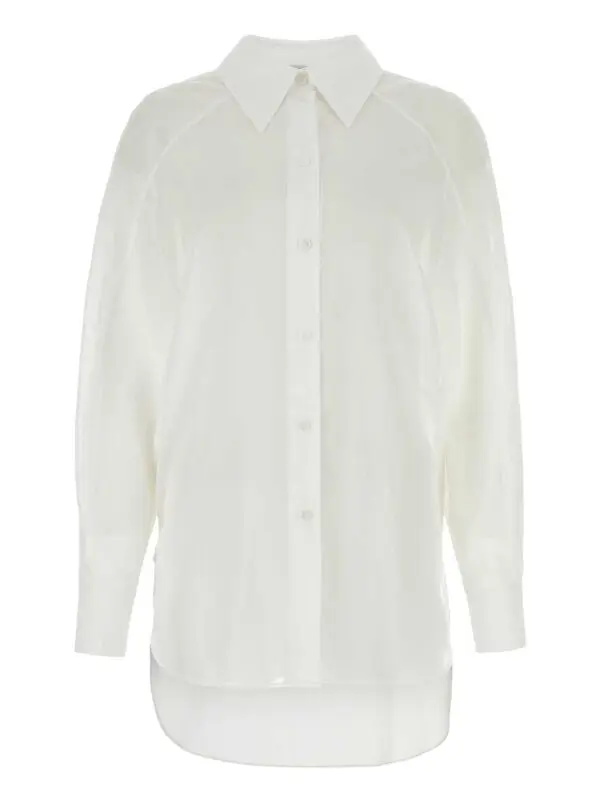 Alberta Ferretti Semi-sheer Curved Hem Shirt - White