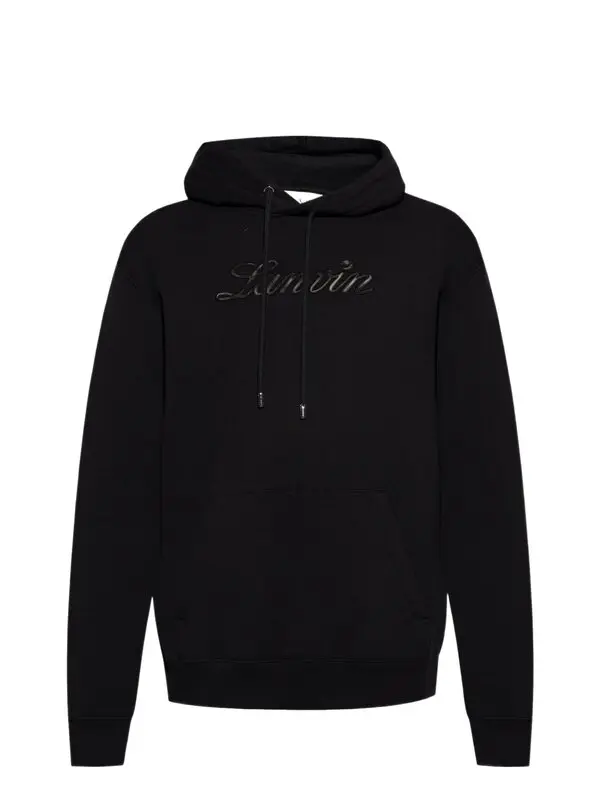 LANVIN Embroidered Logo Drawstring Hoodie - Black