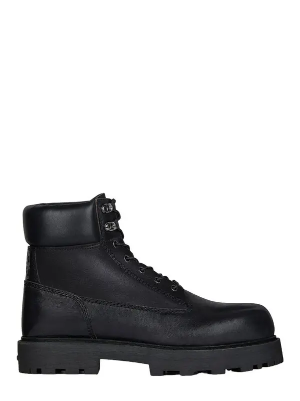 Givenchy Lace-up 4g Logo Debossed Ankle Boots - Black