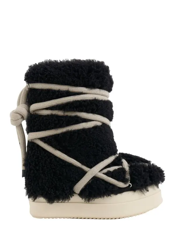 Rick Owens Lace-up Shearling Boots - Black