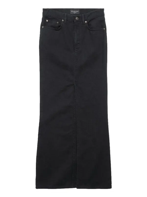 Balenciaga Centre Slit Denim Pencil Skirt - Black