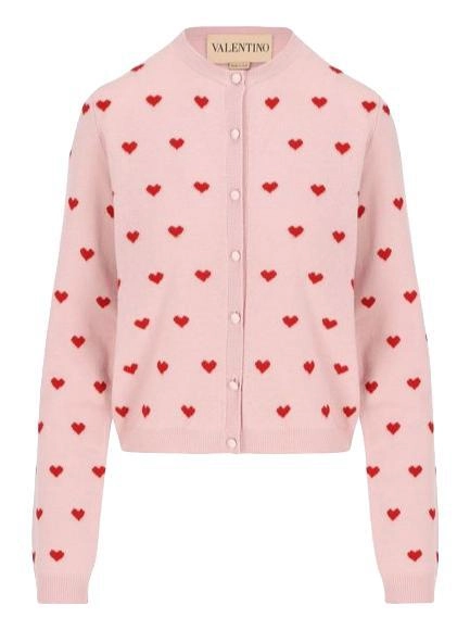 Valentino Garavani Heart Intarsia Button-up Cardigan - No