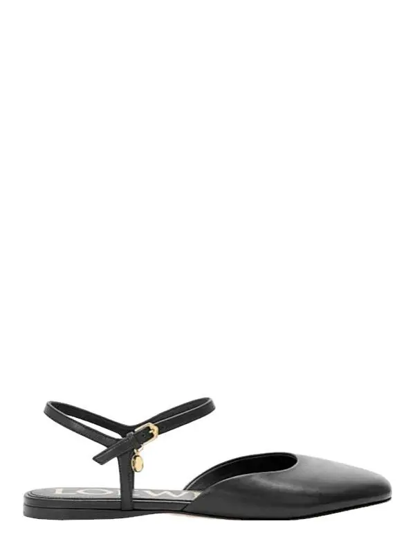 Loewe Ankle Strap Leather Ballet Flats - Black