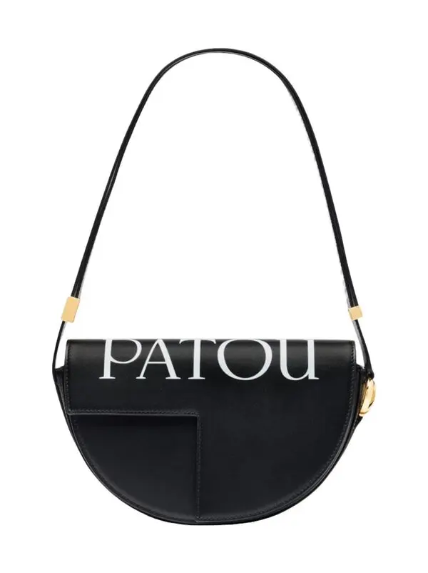 PATOU Logo Print Fold-over Top Shoulder Bag - Black And White